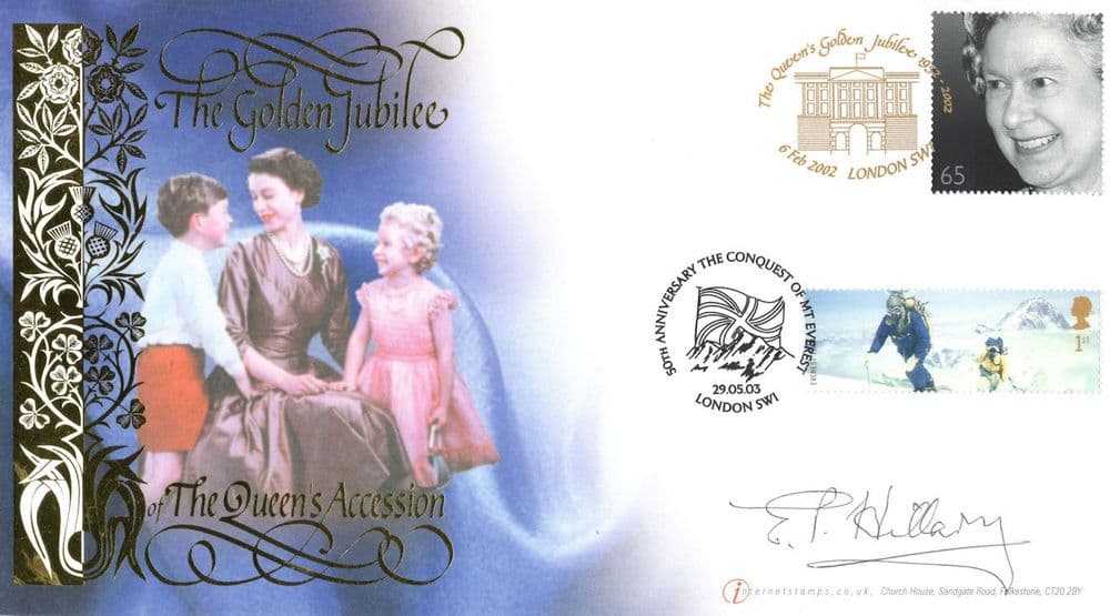 Edmund Hillary Explorer Mount Everest Golden Jubilee Hand Signed FDC