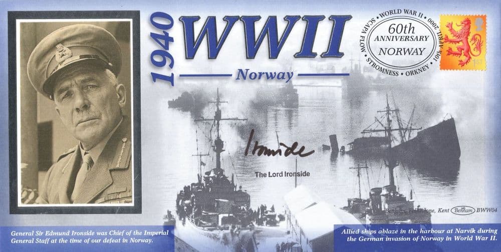 Edmund Ironside Norway Narvik Harbour WW2 Benham Rare Hand Signed ...