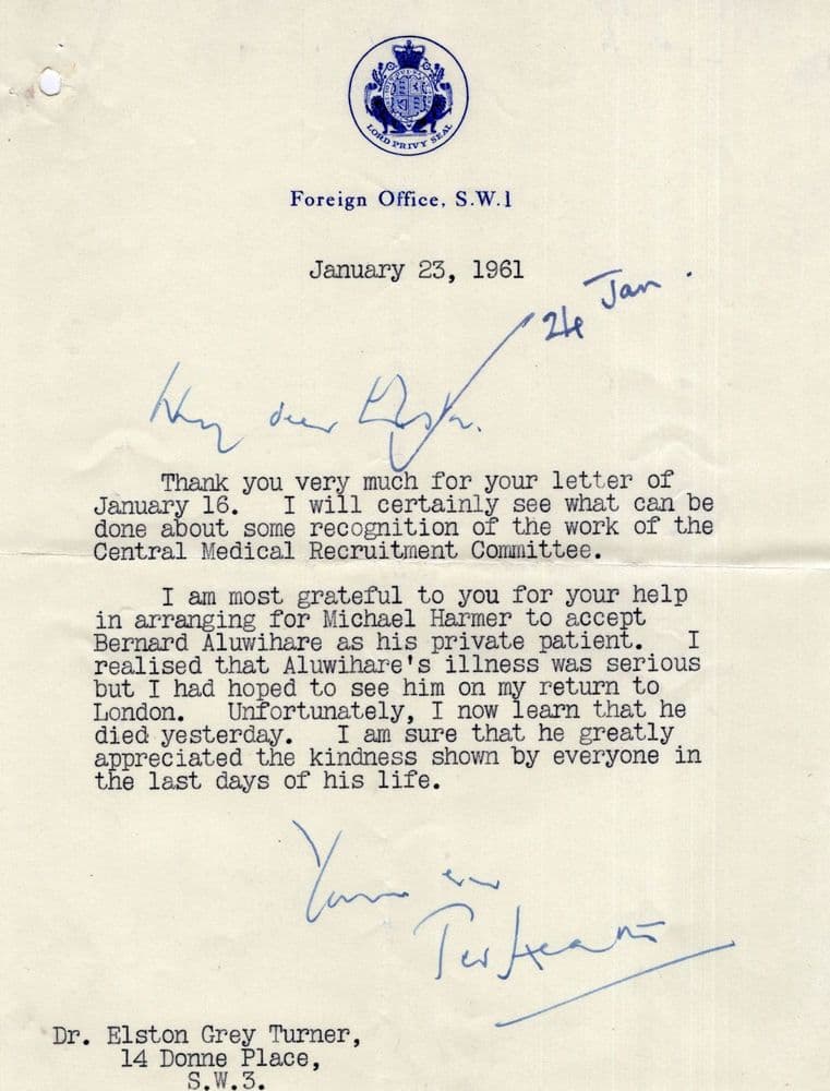 Edward Heath Prime Minster Sri Lanka MP Death Old Hand Signed Letter to ...