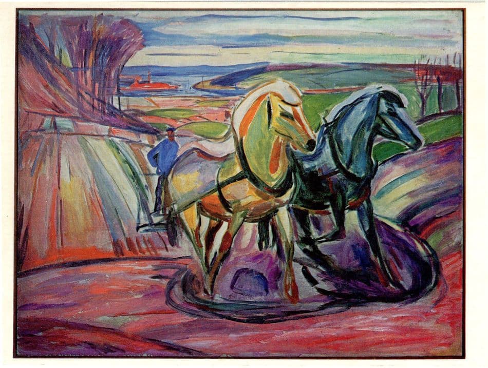 Edward Munch Oslo Spring Ploughing Farming Painting Postcard