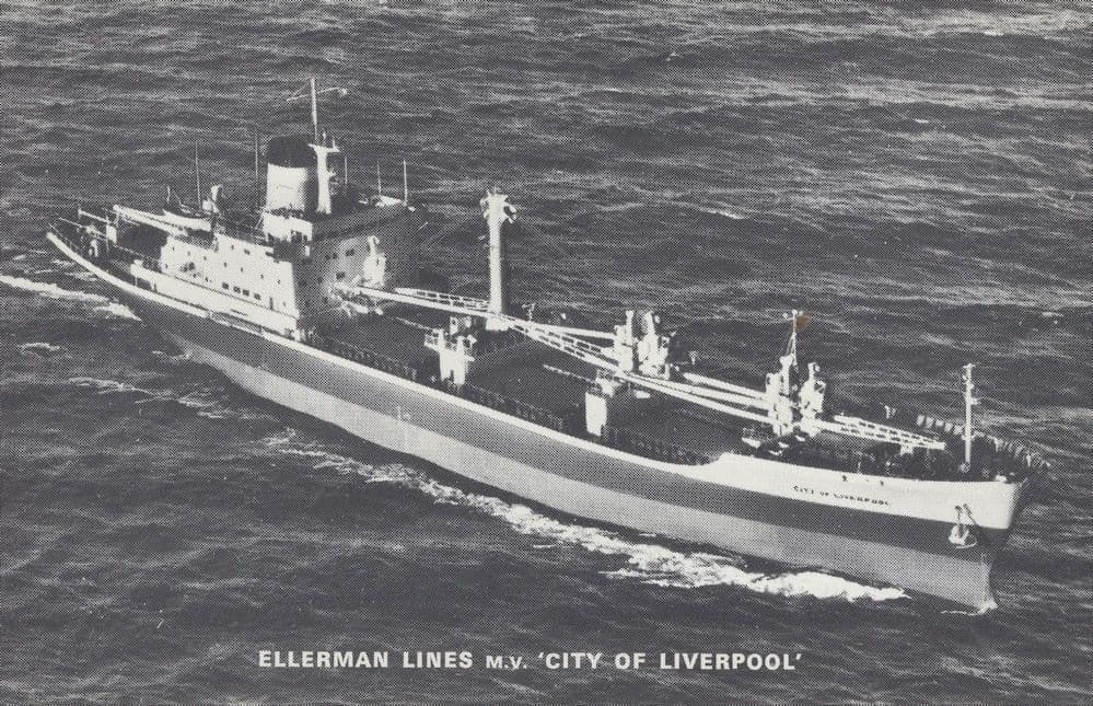 Ellerman Lines MV City Of Liverpool Ship Liner Postcard