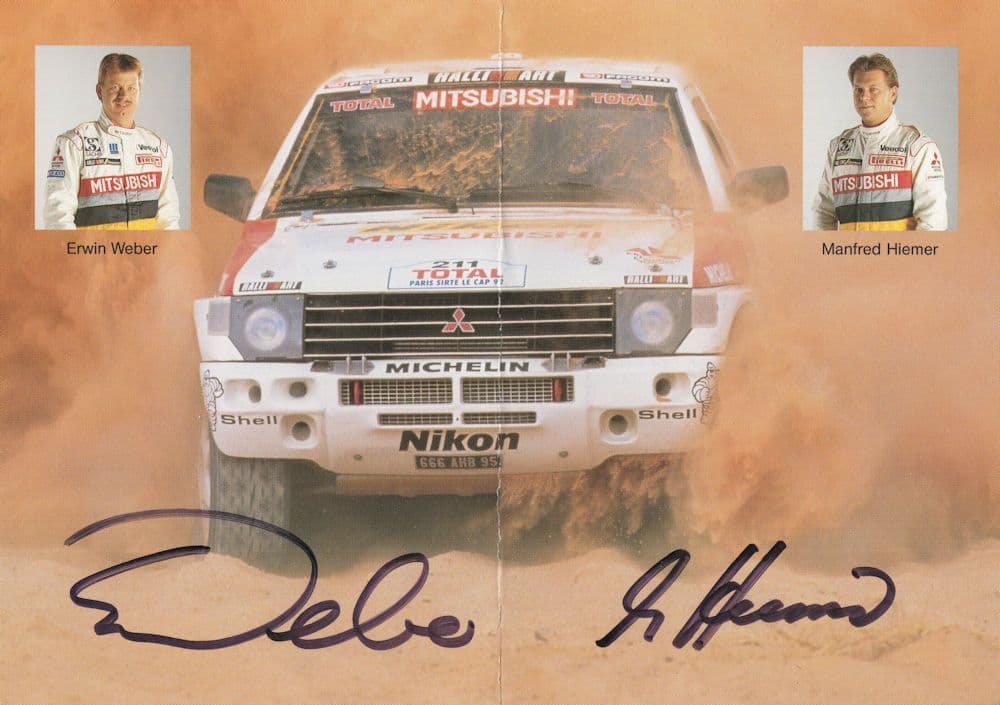 Erwin Weber Manfred Heimer Motor Rally Car Racing DOUBLE Hand Signed Photo