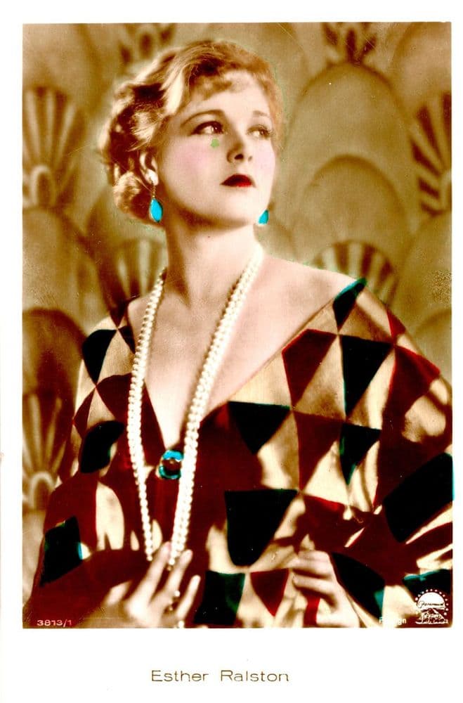 Esther Ralston Film Actress Hand Coloured Tinted Real Photo Postcard