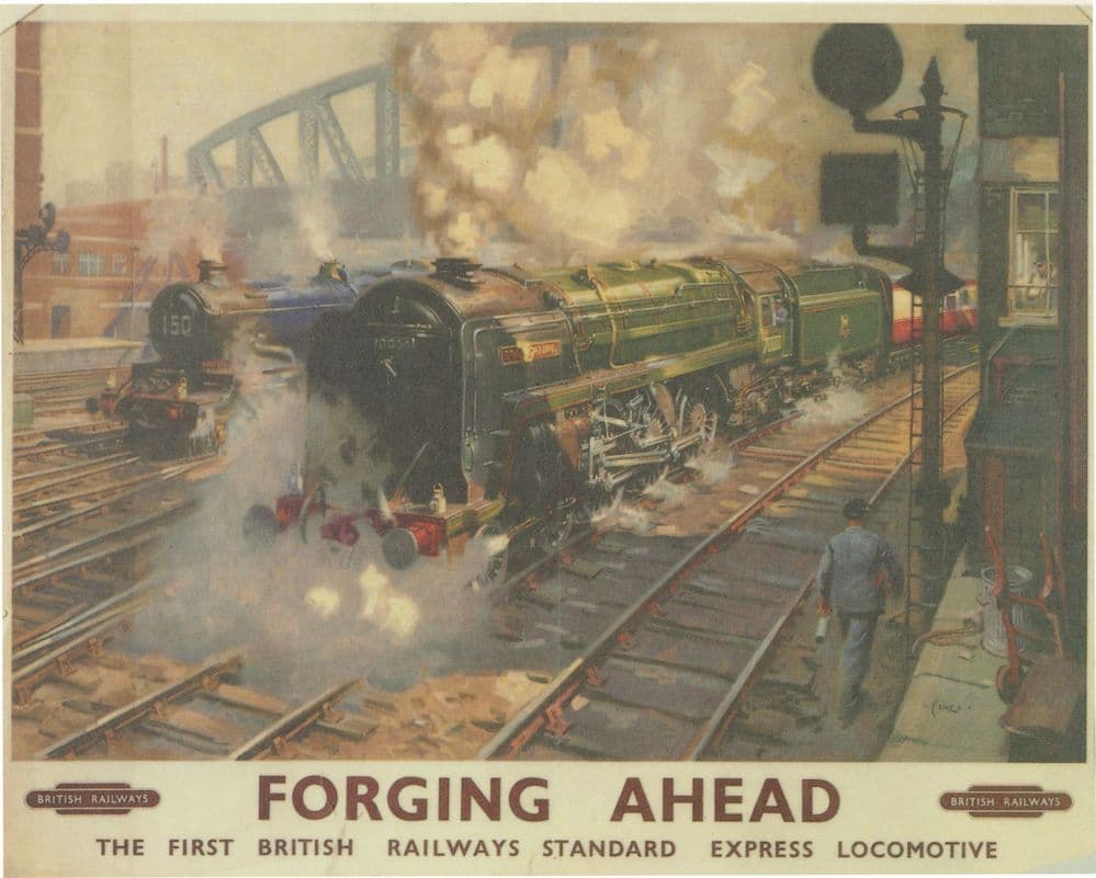 First British Railways Standard Old Train Locomotive Poster Postcard