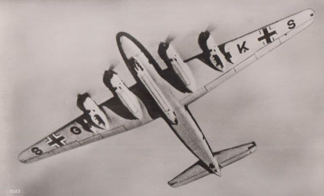 Focke Wolf FW 200 German Military WW2 War Plane Plain Back Postcard Old ...