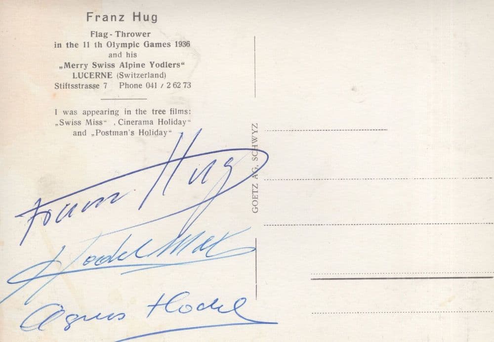 Franz Hug MULTI Olympic Games Swiss King Flag Thrower Hand Signed Photo ...