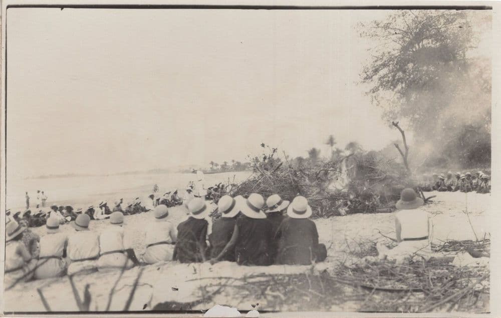 Freetown Girl Guides Day 1932 Camp Fire Lumley Durham Antique Postcard