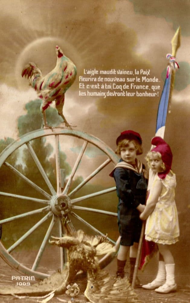 French WW1 Children Pathe Hen Rooster Bird Flag Passed By Censor War ...