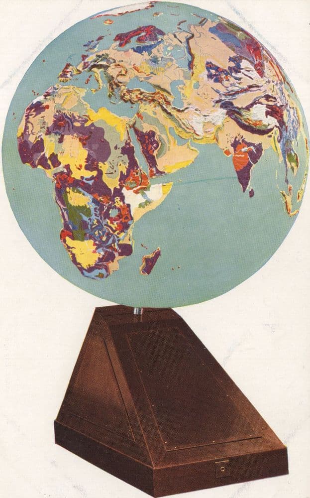 Geological Spinning Globe Map Of Africa Eurasia Old Postcard