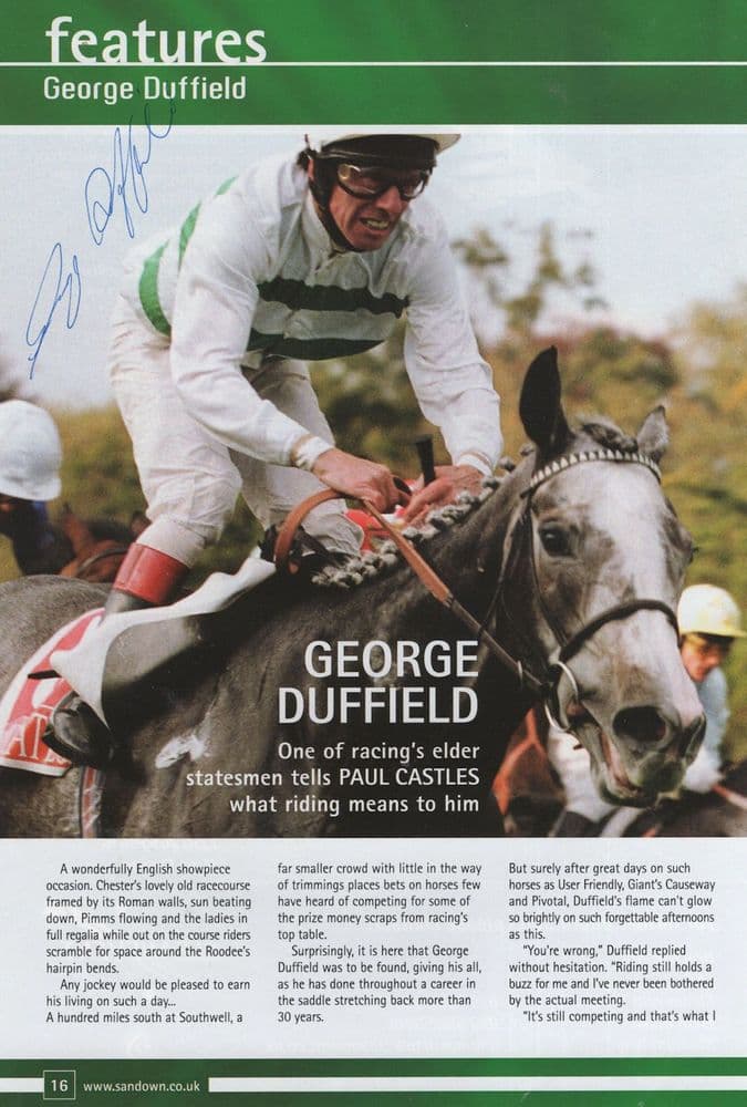 George Duffield Horse Race Racing Jockey Hand Signed Picture
