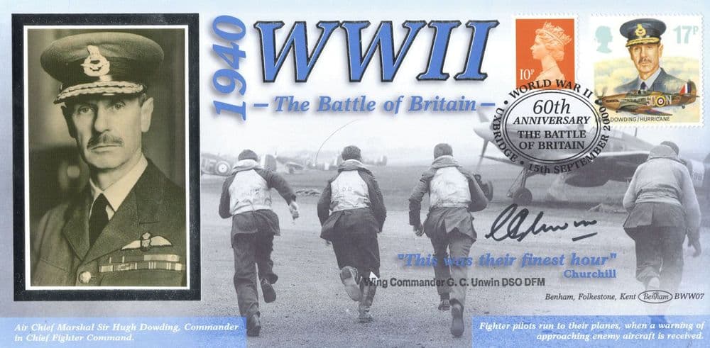George Unwin Battle Of Britain WW2 Benhams Rare Hand Signed FDC