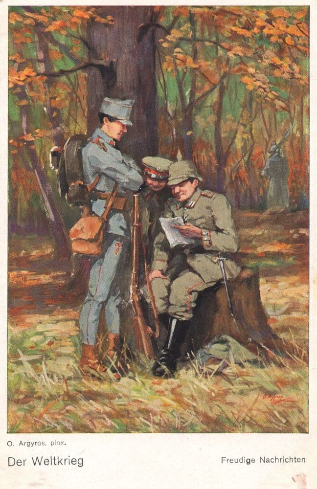 German Military Postman Delivering WW1 Letters To Army Feldpost Postcard