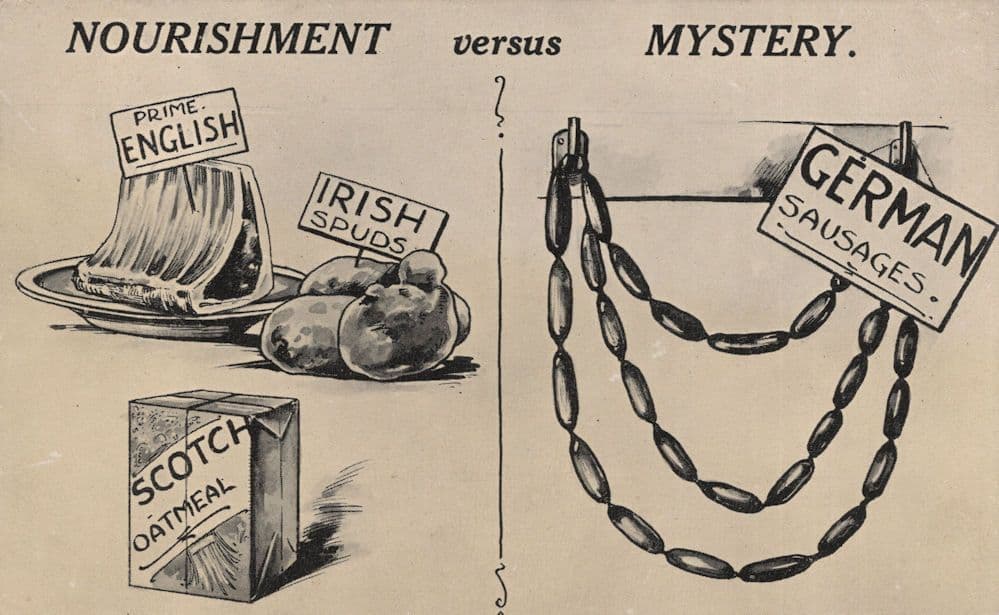 German Sausages English Beef Irish Spuds Food Rations Old War Comic ...