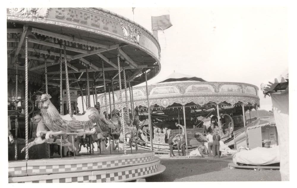 Giant Hen Ride Carousel Roundabout Fair Vintage Photo