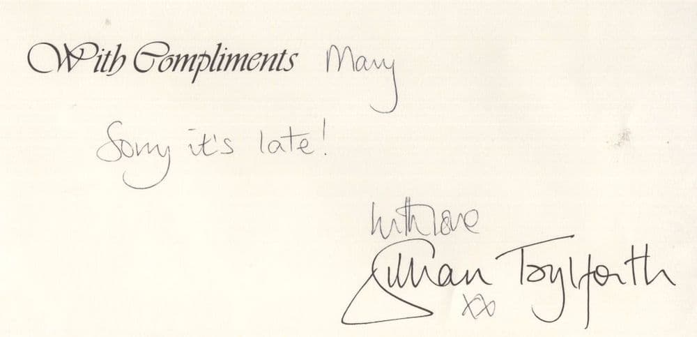 Gillian Taylforth BBC Eastenders Hand Signed Compliments Slip