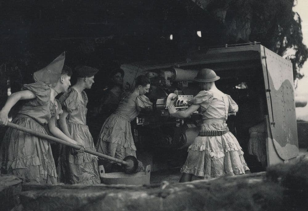 Gunners In WW2 Military Drag Act Bombing Raid Banned London Postcard