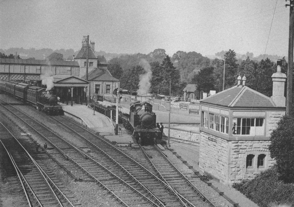 GWR Trains at Torquay Station in 1922 Signal Box BBC Postcard