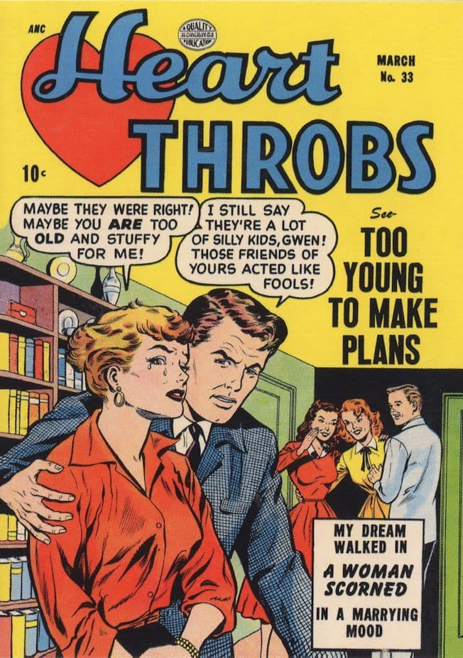Heart Throbs A Woman Scorned in Library 1950s Comic Book Postcard