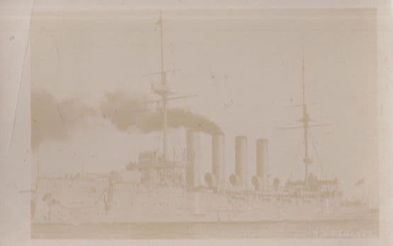 HMS Cressy Ship Antique Real Photo Postcard