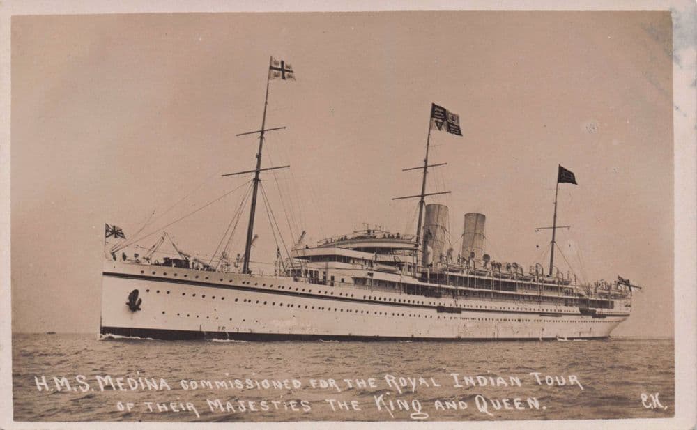HMS Medina Royal Ship India Tour 1911 King George V Real Photo Postcard