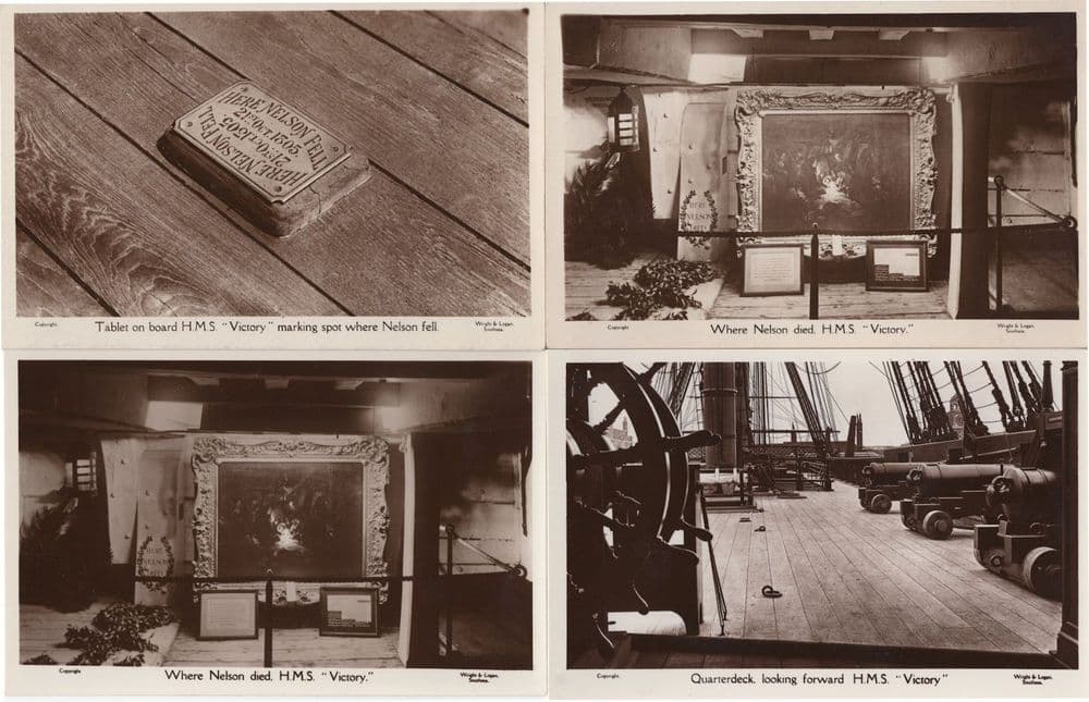 HMS Victory Where Nelson Died Fell 4x Ship Interior Postcard s