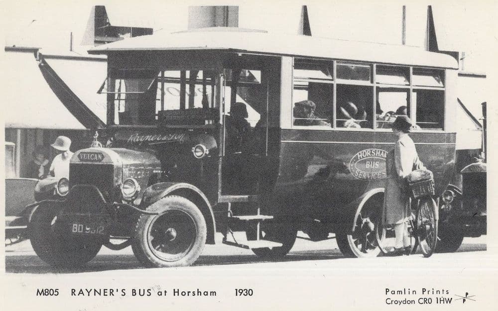 Horsham Bus Services Surrey Tram Old Rayners Services Postcard
