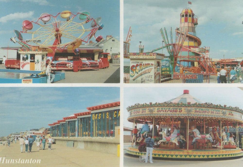 Hunstanton Fun Fair Flying Saucer Thrill Ride 1980s Norfolk Postcard