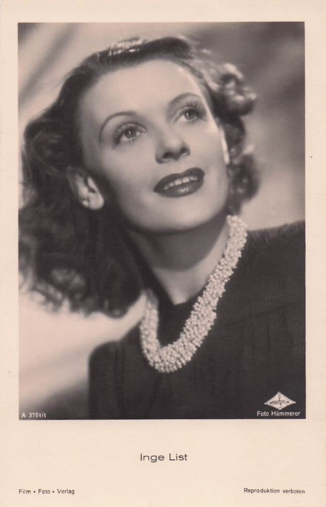 Inge List 1930s Austrian Film Actress Real Photo Old Postcard