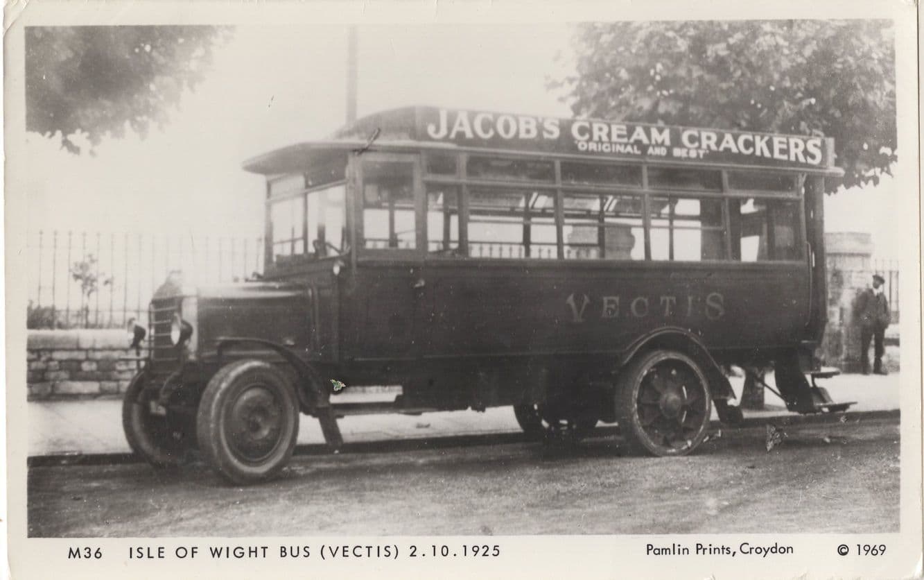 Jacobs Cream Crackers Advertising Isle Of Wight Bus Postcard