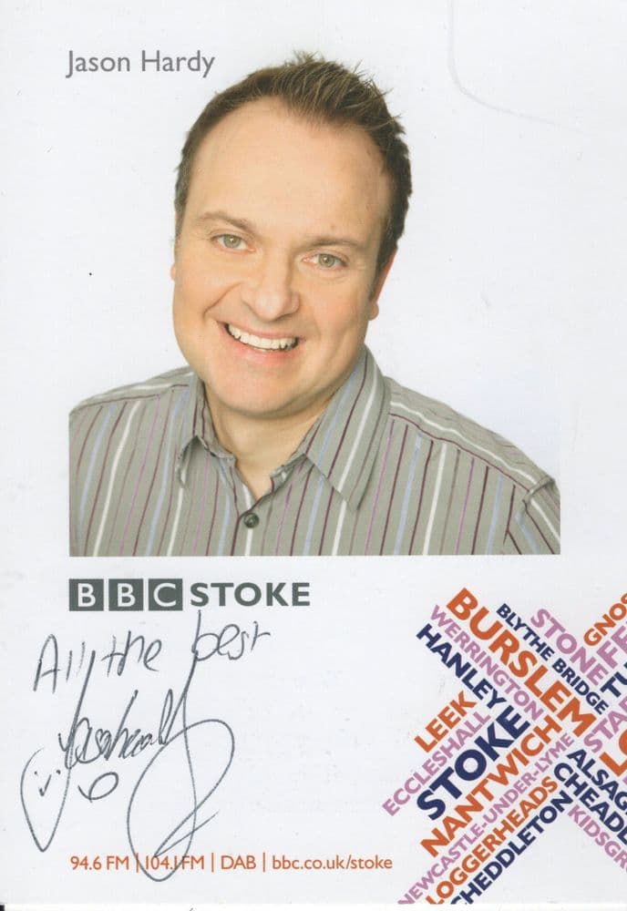 Jason Hardy BBC Radio Stoke Hand Signed Cast Card Photo