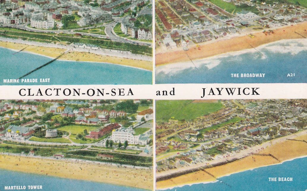 Jaywick Clacton On Sea 1960s Aerial Map Style Postcard