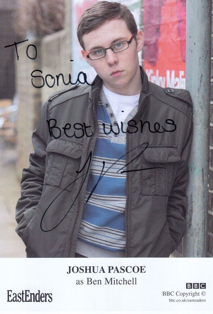 Joshua Pascoe as Ben Mitchell BBC Eastenders Hand Signed Cast Photo