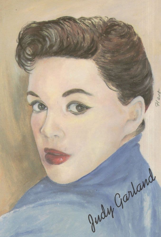Judy Garland Film Star Rare Jane Hart Painting Postcard