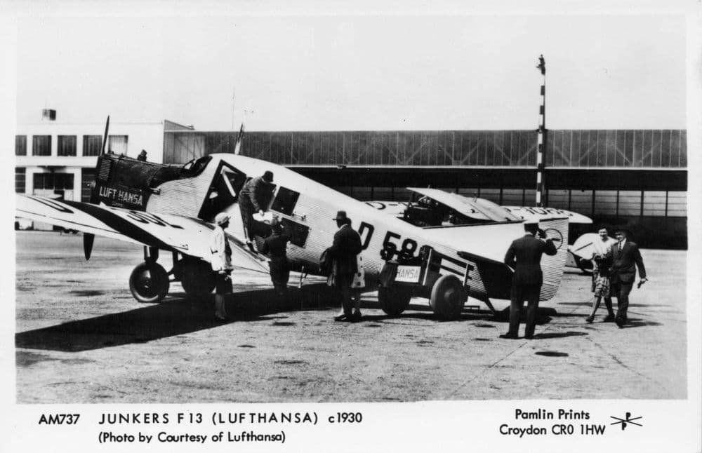 Junkers F13 Lufthansa Plane in 1930 Aircraft Photo Postcard