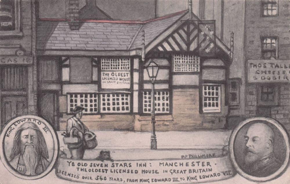 King Edward III Seven Stars Inn Manchester Phillimore Old Postcard