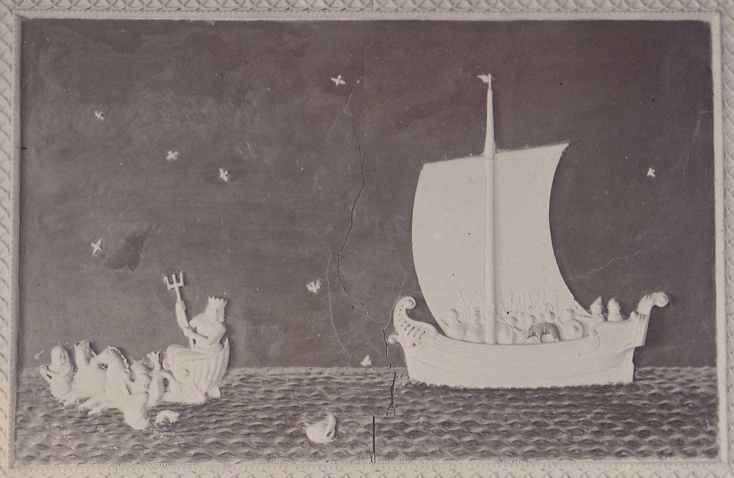 King Neptune Mural Antique Real Photo Postcard