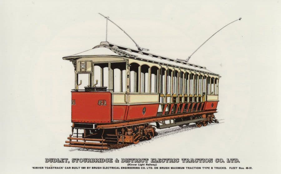 Kinver Toastrack Car Tram Bus Dudley Stourbridge Transport Postcard