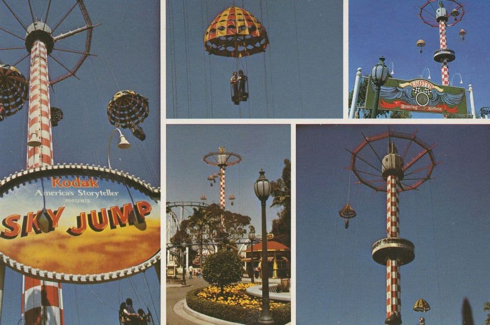 Knott s Berry Farm s Parachute Stuntman Sky Jump USA Rare Postcard