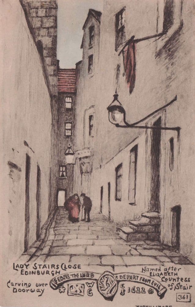 Lady Stairs Close Edinburgh Scottish Countess Phillimore Old Postcard