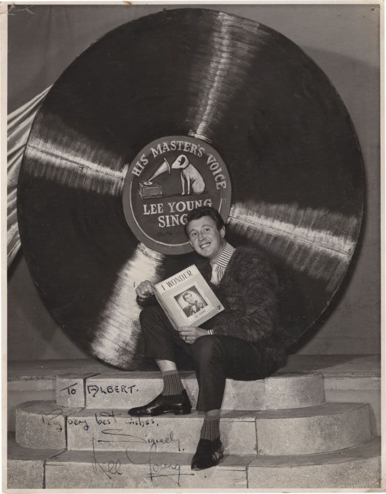 Lee Young of Lester Jazz Singer Giant Hand Signed HMV 78 Record Photo