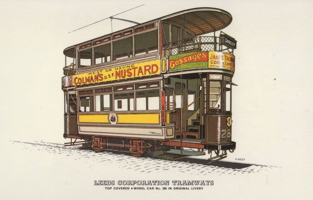 Leeds Corporation Transport Old 4 Wheeled Car Bus Tram Postcard