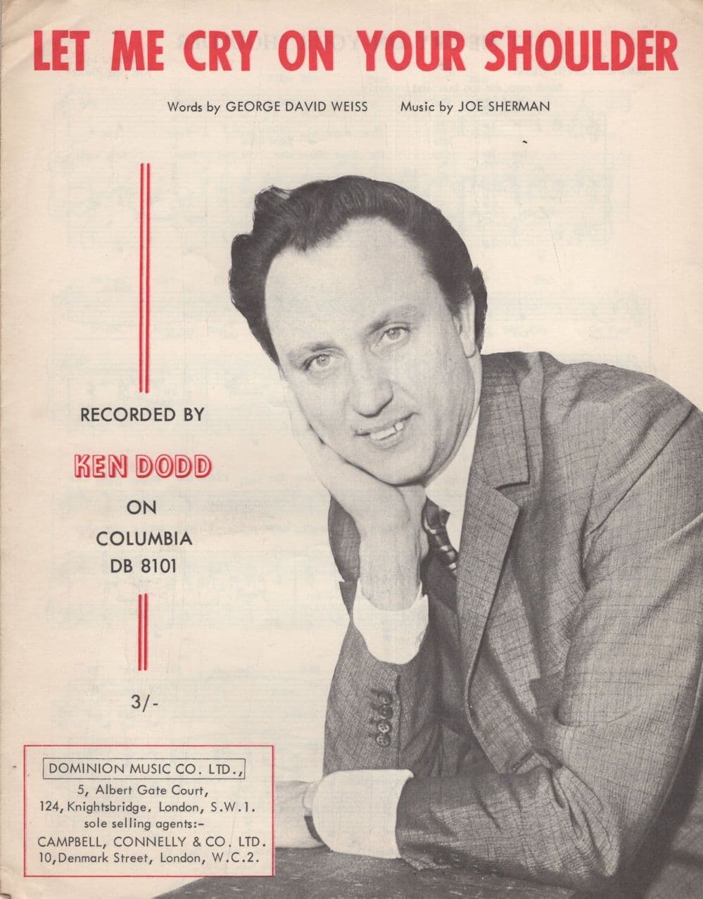 Let Me Cry On Your Shoulder Ken Dodd Sheet Music