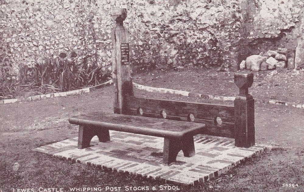 Lewes Castle Medieval Torture Device Whipping Post Stool Postcard