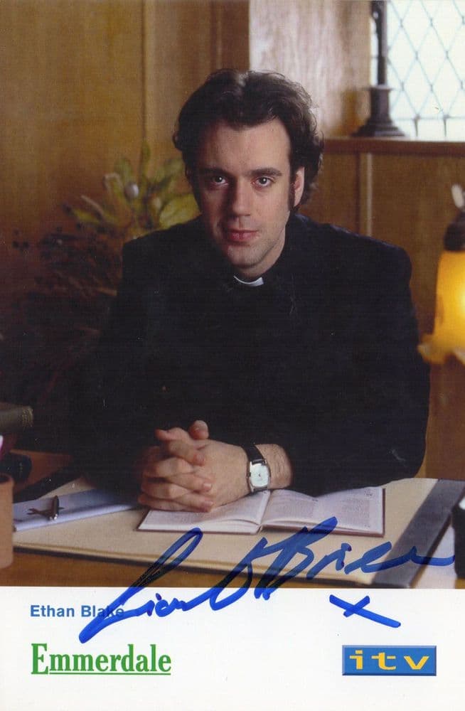 Liam O Brien as Ethan Blake Emmerdale RARE Hand Signed Cast Card Photo