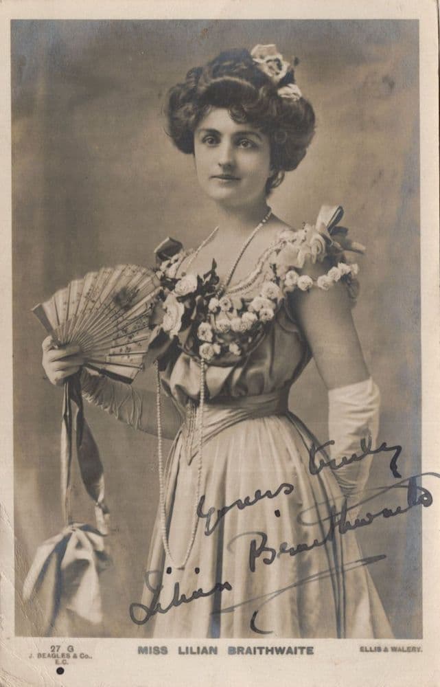 Lilian Braithwaite Edwardian Actress Old Hand Signed Photo Postcard