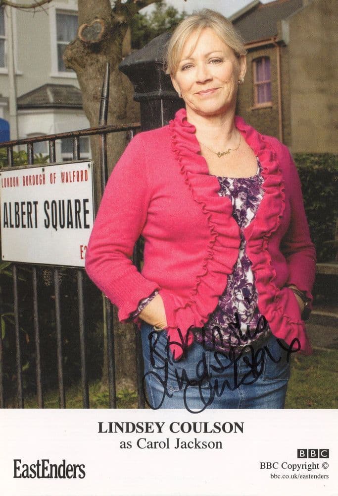Lindsey Coulson as Carol Jackson BBC Eastenders Hand Signed Cast Card Photo