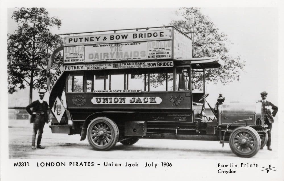London Pirates New Times Bus Tram in 1924 Real Photo Postcard
