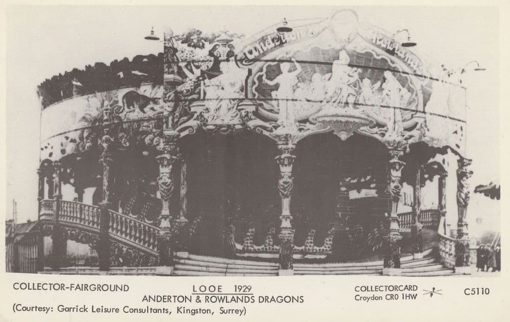 Looe Cornwall 1920s Old Roundabout Fairground Postcard