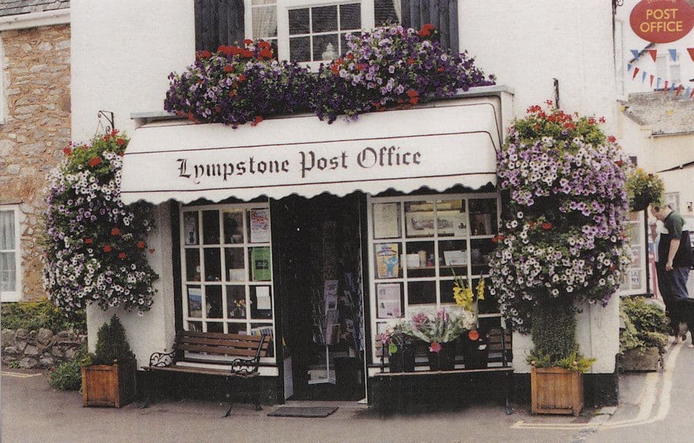 Lympstone Post Office Window Display Walking The Dog Rare Devon Postcard