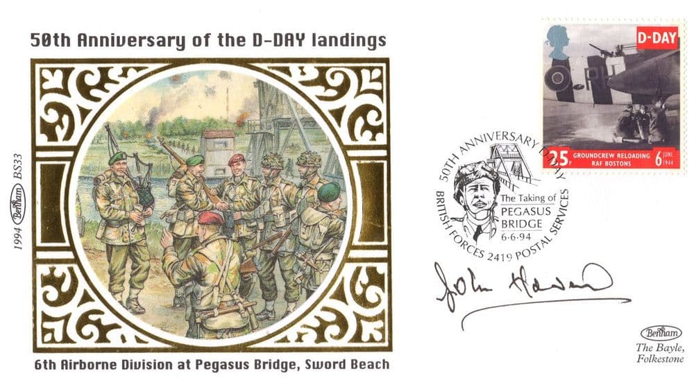 Major John Howard D-Day Landings Benham WW2 Pegasus Bridge Hand Signed FDC